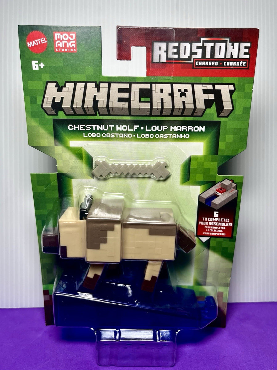 2025 Minecraft Redstone Charged Series 3.25in Figure: CHESTNUT WOLF (w ...