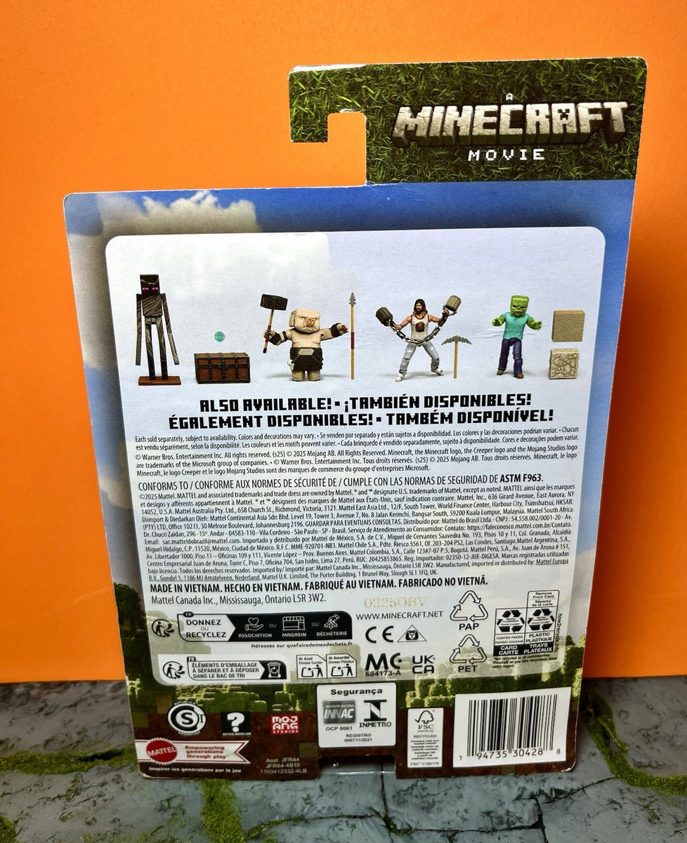 2025 Mattel - A Minecraft Movie 4in Figure: ZOMBIE (w/ Cobblestone & O ...