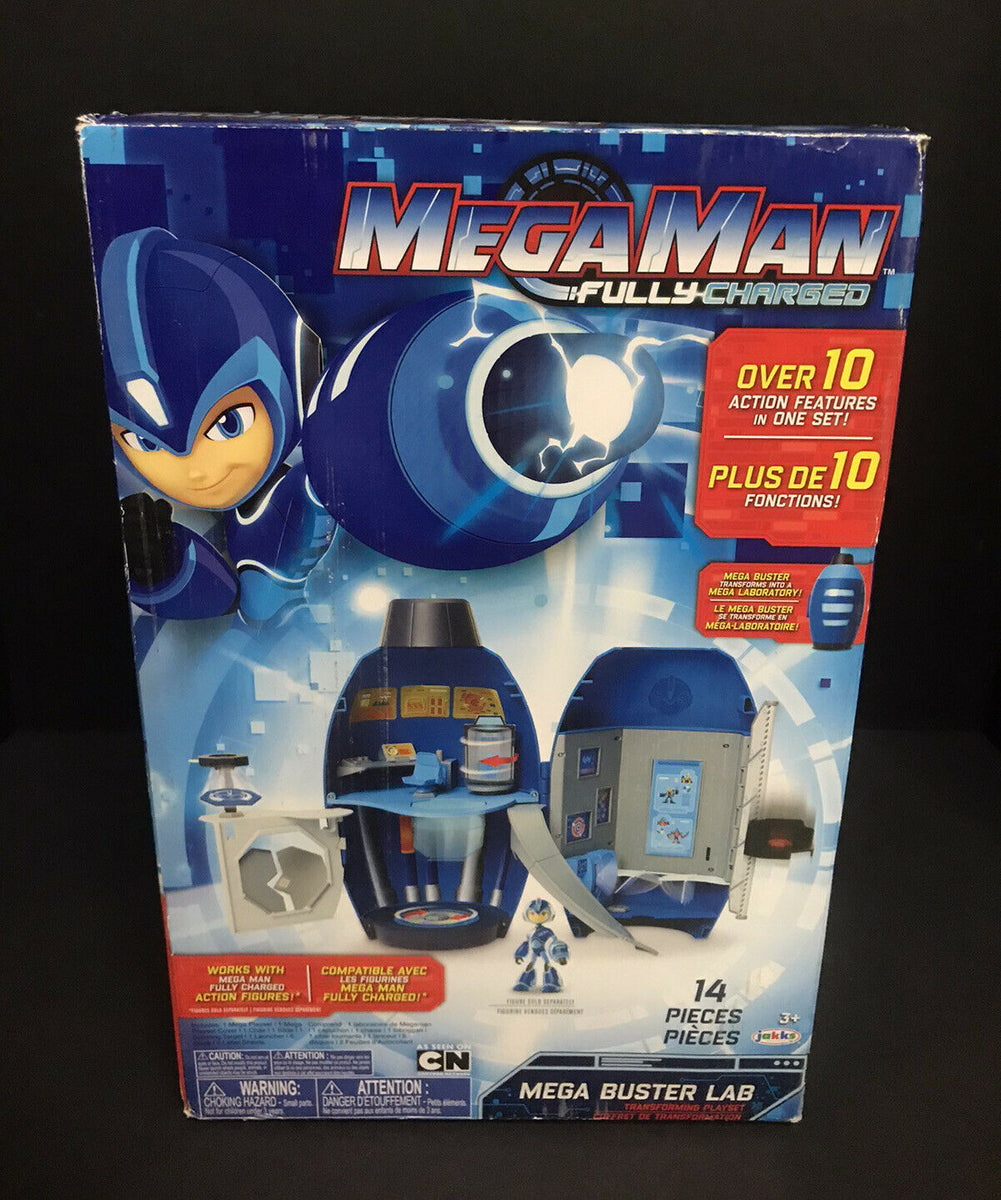 2019 Mega Man Fully Charged Mega Buster Lab 14-Piece Transforming Play ...