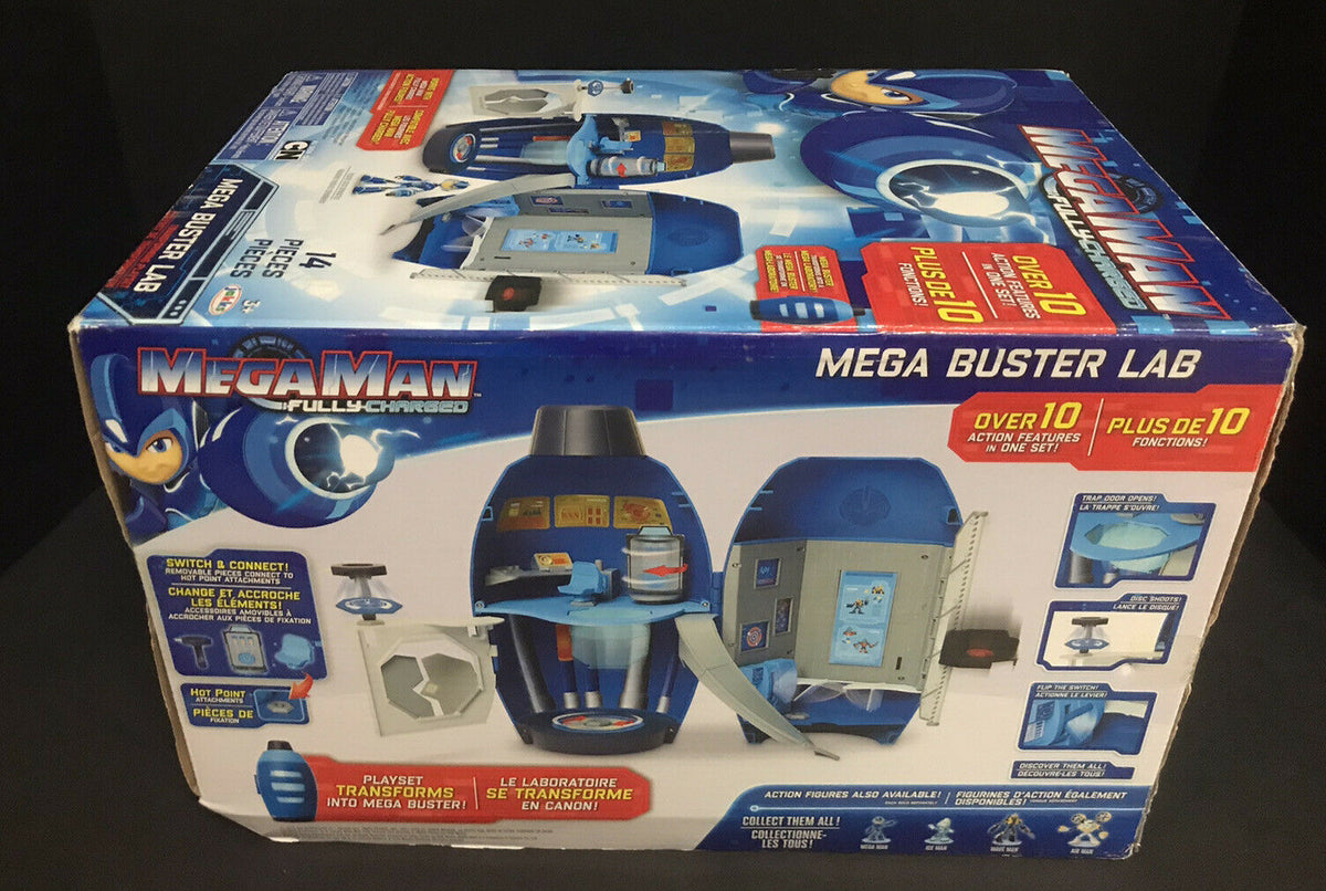 2019 Mega Man Fully Charged Mega Buster Lab 14-Piece Transforming Play ...