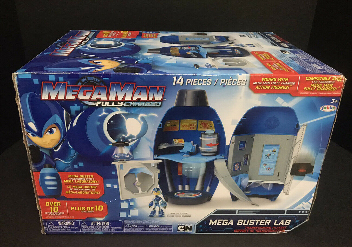 2019 Mega Man Fully Charged Mega Buster Lab 14-Piece Transforming Play ...
