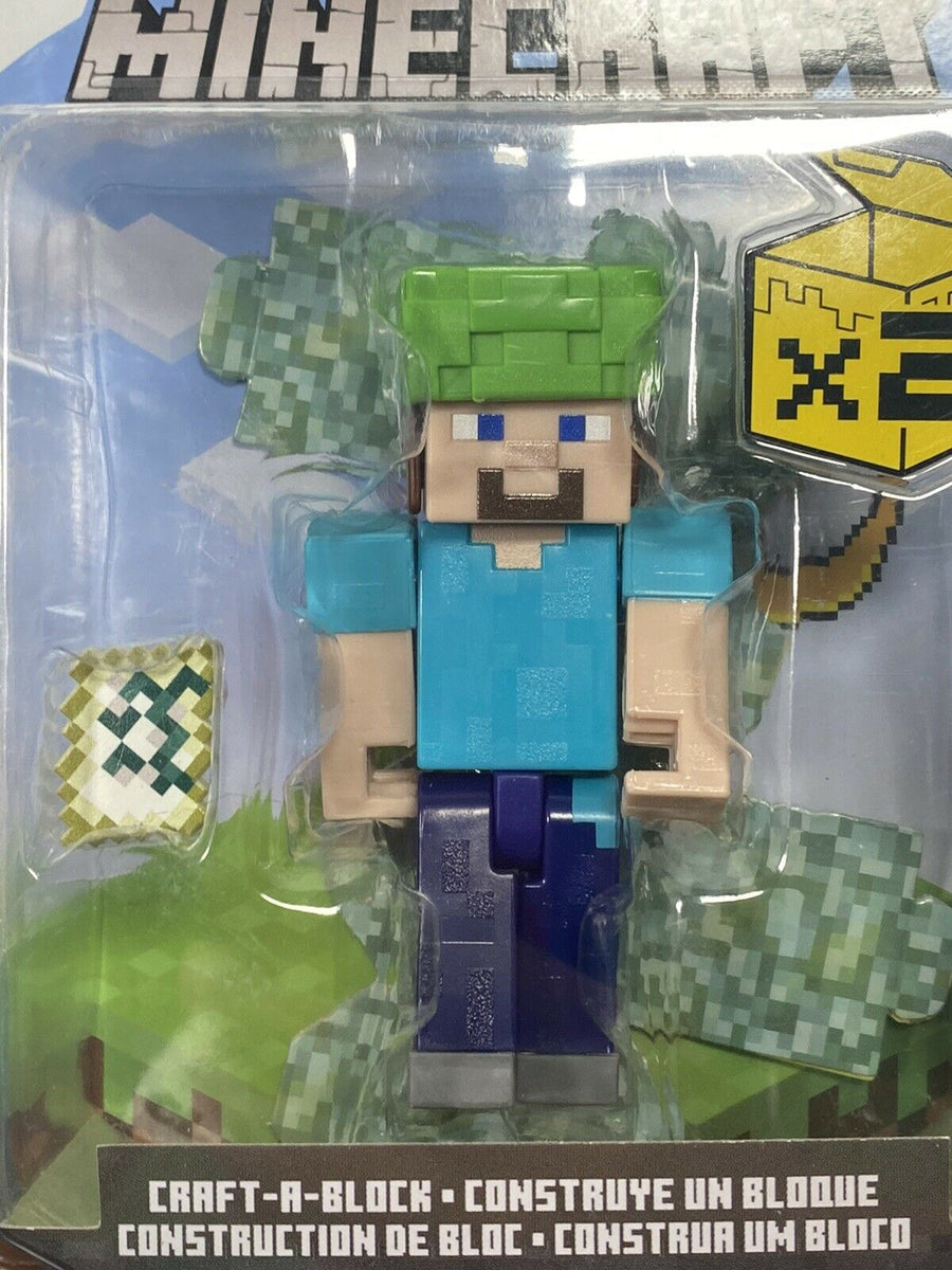 2021 Minecraft Craft-a-Block Action Figure: UNDERWATER STEVE (Turtle S ...