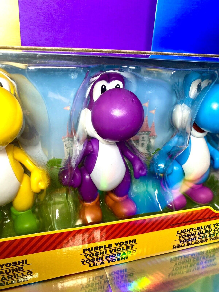 2022 JAKKS Pacific Super Mario Yoshi Figure 3-Pack — Yellow, Purple, L ...